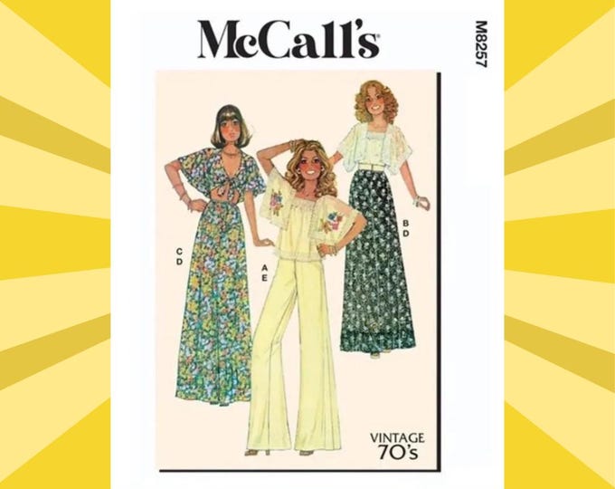 Sewing Pattern for Womens Crop Top, Maxi Skirt & Pants - Size XS S M or ...