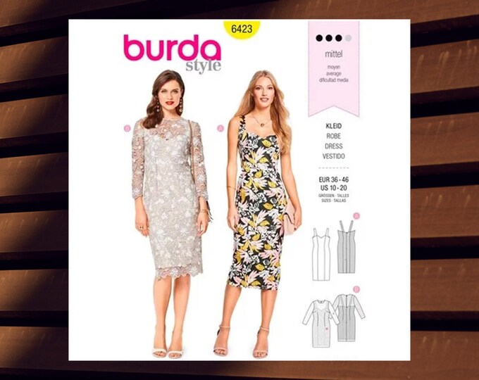 Burda 6423 Sewing Pattern for Womens Dresses - Size 10 12 14 16 18 20 ...