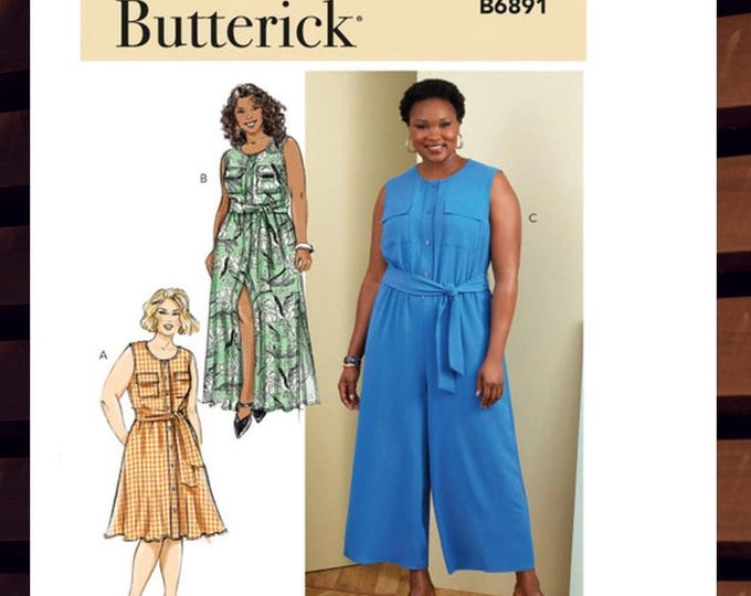 Butterick 6891 B6891 OOP Sewing Pattern for Womens Plus Dress Jumpsuit ...