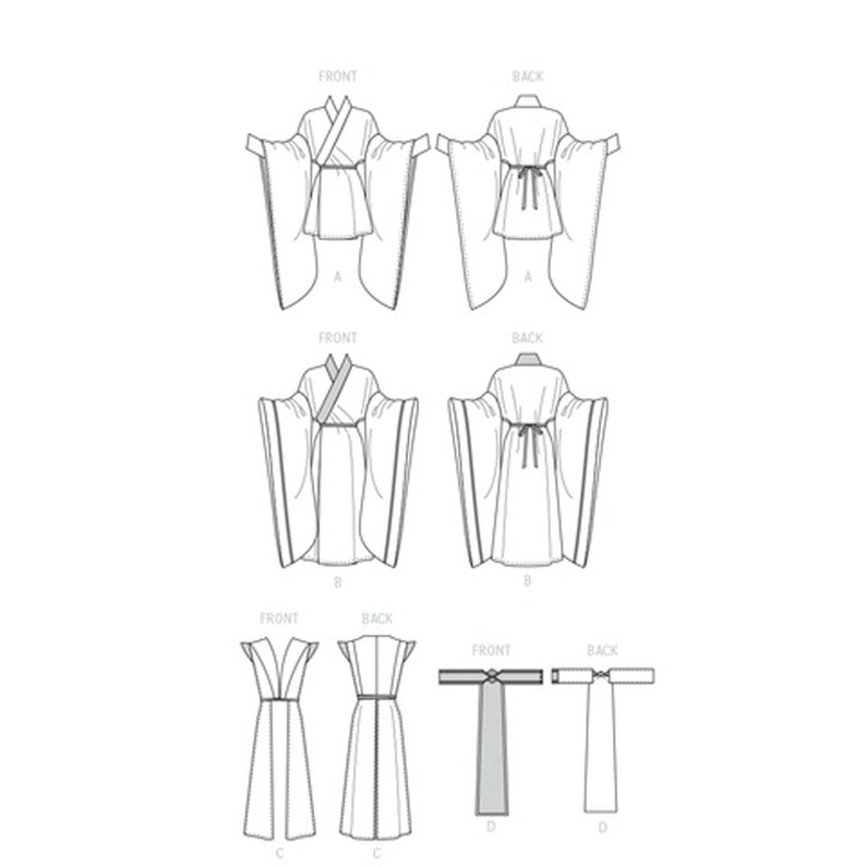 Sewing Pattern for Womens Hanfu Robe, Vest, Belt Costume - Size 6 8 10 ...
