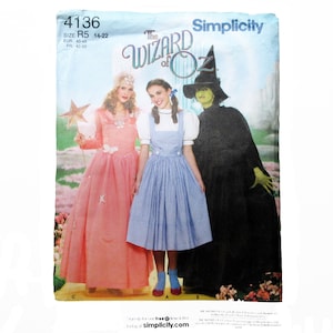 Costume Sewing Pattern for Womens Dress, Wicked Witch, Dorothy, Glinda ...