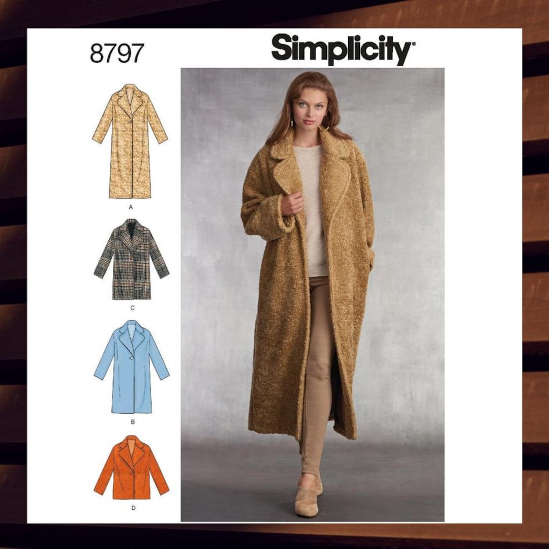 Sewing Pattern for Womens Coats - Size XS S M L XL (6-24) Lined, Over ...