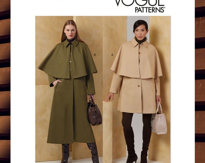 Sewing Pattern for Womens Cape Coat - Size S M L XL XXL (8-26) Lined ...