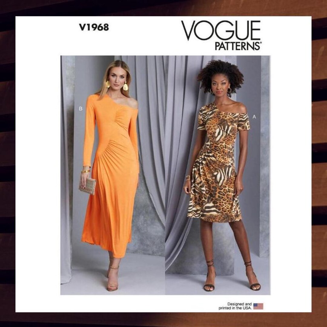 Easy Sewing Pattern for Womens Shirred Front Knit Dress - Size 8 10 12 ...