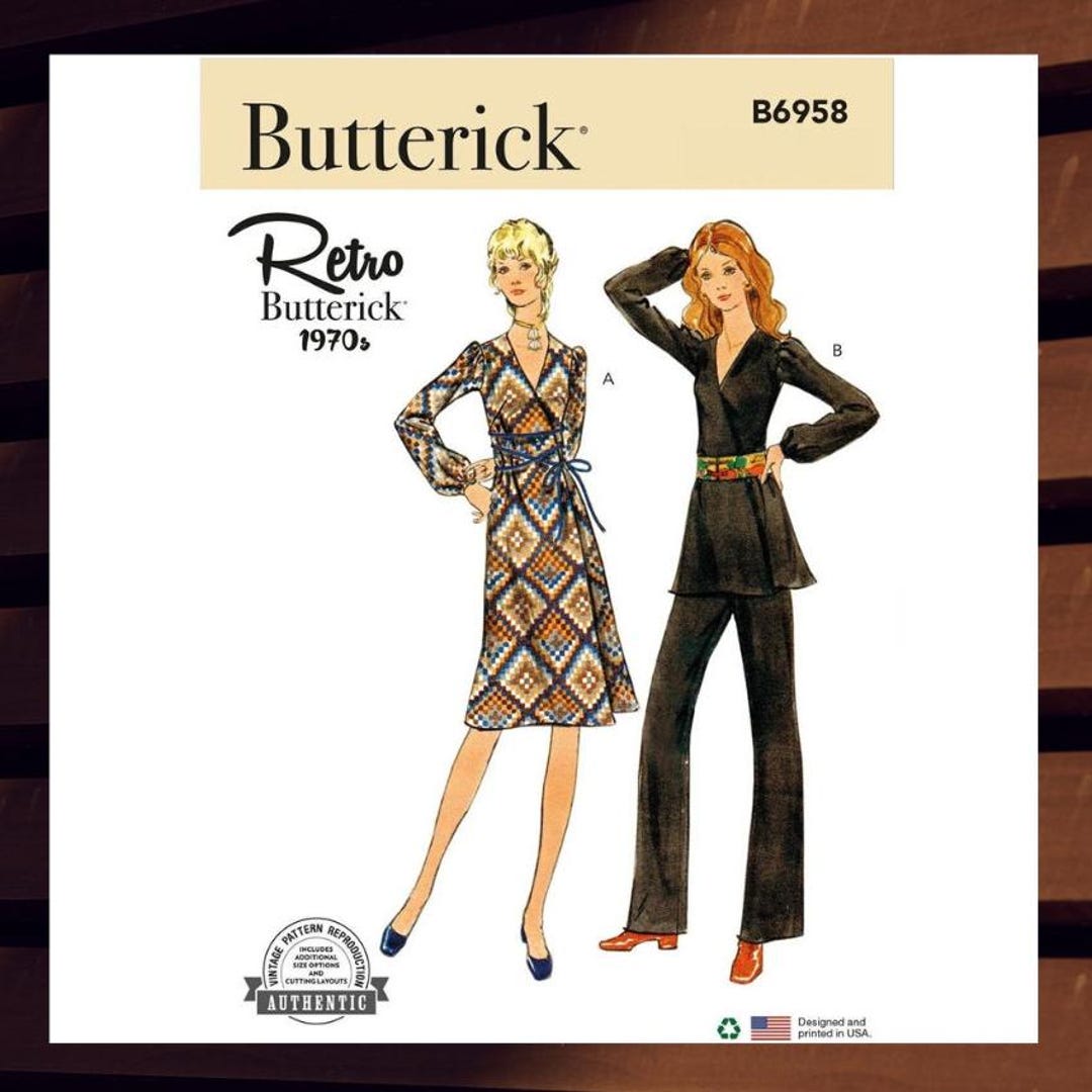 Butterick 6958 B6958 Retro 70s Easy Sewing Pattern for Dress, Tunic ...