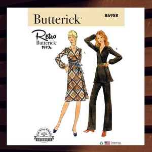 Butterick 6958 B6958 Retro 70s Easy Sewing Pattern for Dress, Tunic ...