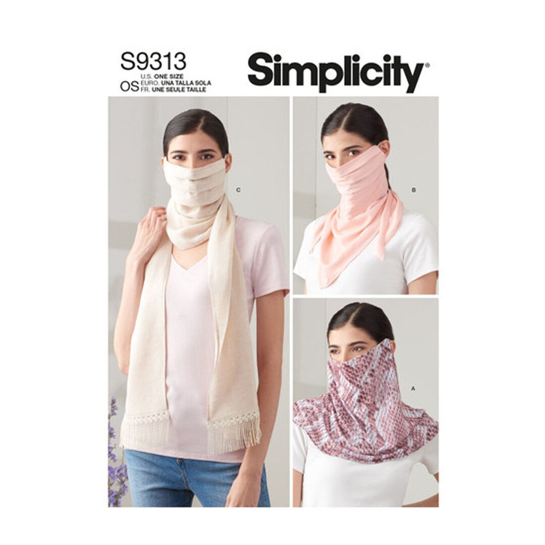 Simplicity 9313 Easy Sewing Patterns for Womens Face Coverings One Size ...