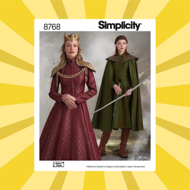Sewing Pattern for Womens Medieval Dress, Cape & Shoulder Armor - Size ...