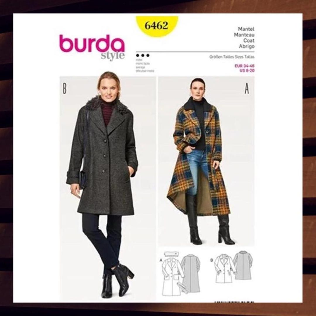 Sewing Patterns for Womens Fur Collar Coat, Thigh or Calf Length - Size ...