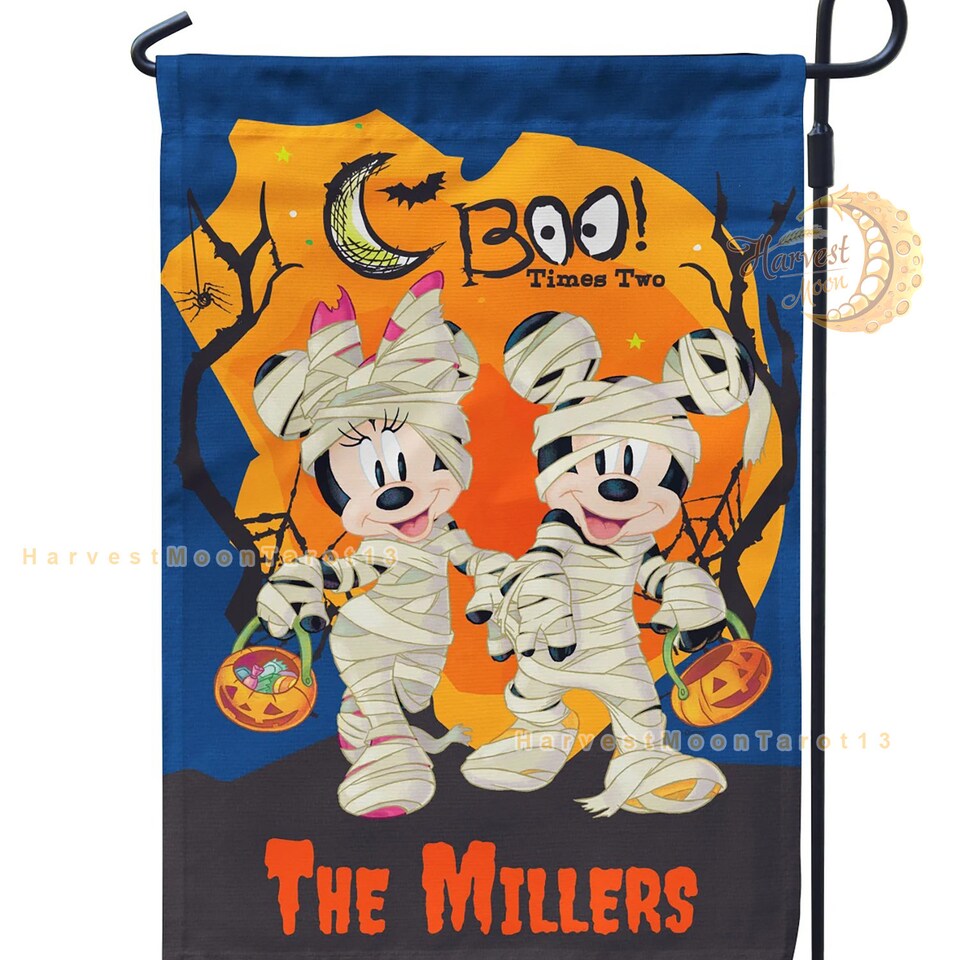 Personalized Skeleton Disney Mickey Minnie Boo Halloween Garden Flag ...