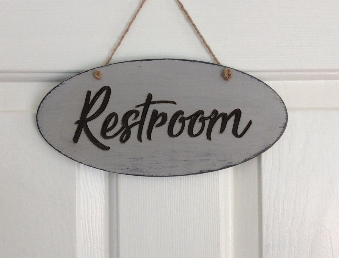 Restroom Sign Wood Restroom Sign Business Sign Bathroom | Etsy