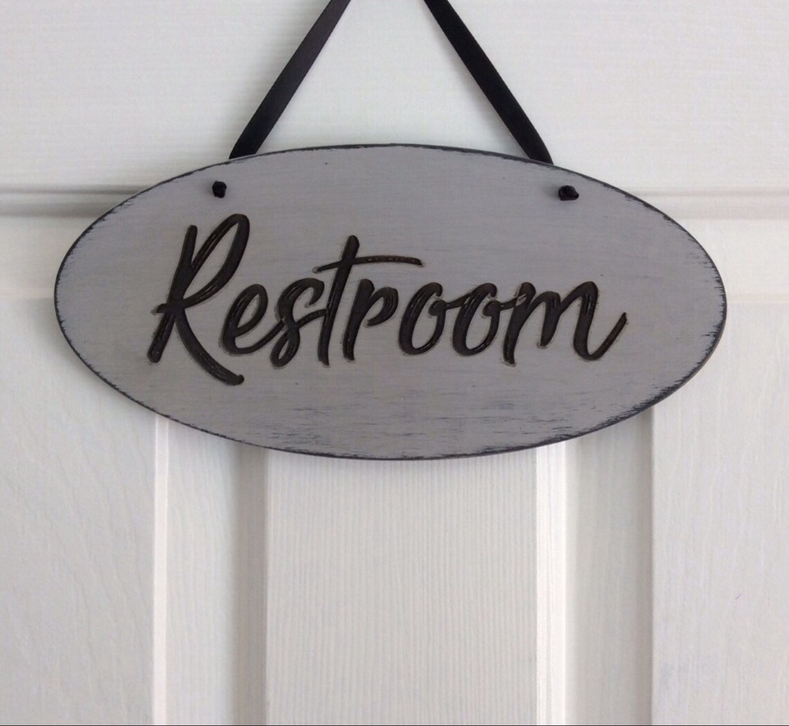 Restroom Sign, Wood Restroom Sign, Business Sign, Bathroom Door Sign ...