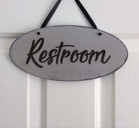 Restroom Sign Wood Restroom Sign Business Sign Bathroom | Etsy