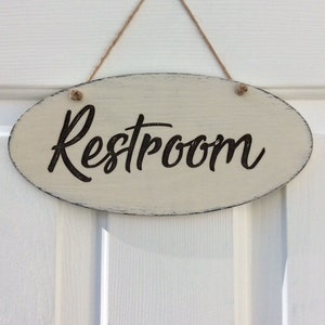 Restroom Sign, Wood Restroom Sign, Business Sign, Bathroom Door Sign ...
