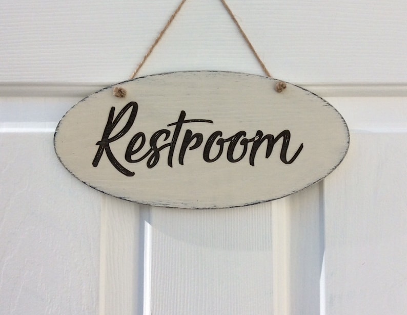 Restroom Sign Wood Restroom Sign Business Sign Bathroom | Etsy
