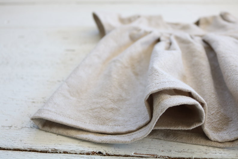 Tan Linen Baby Button Backed Dress | Beige Infant Sleeved Dress ...