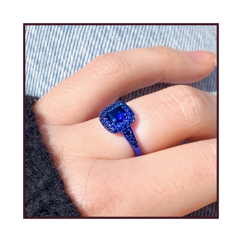 Blue Sapphire Ring Engagement Ring White Gold Sapphire Ring - Etsy