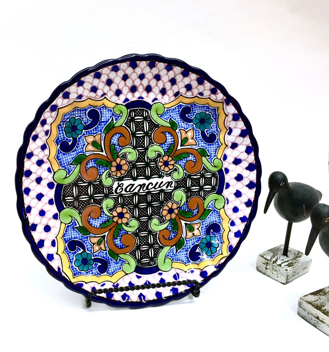 LARGE CANCUN PLATTER is a 12 Glazed Mexican Red Clay - Etsy