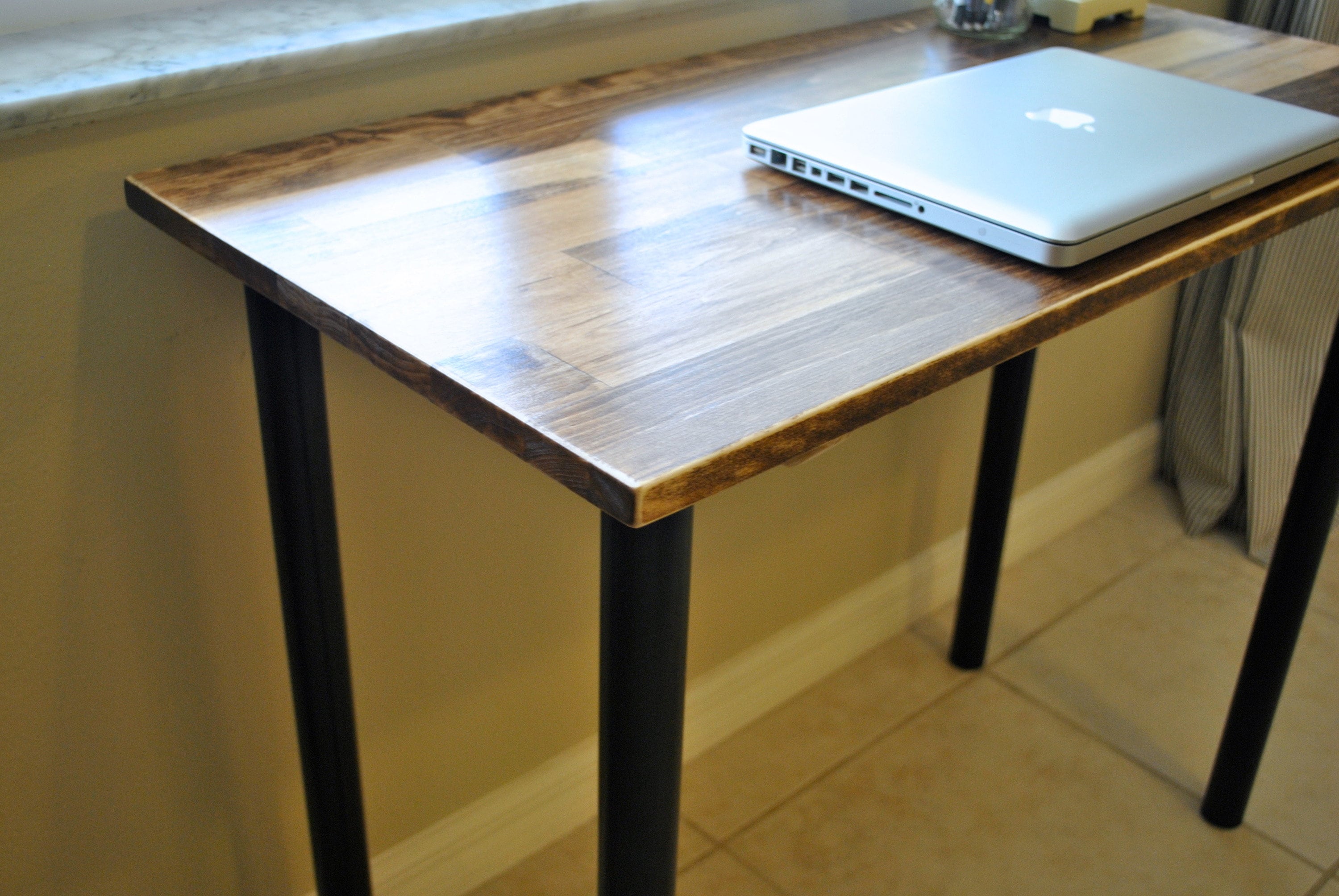 Solid Wood Desk or Laptop Desk Aspen Wood Top With Metal | Etsy