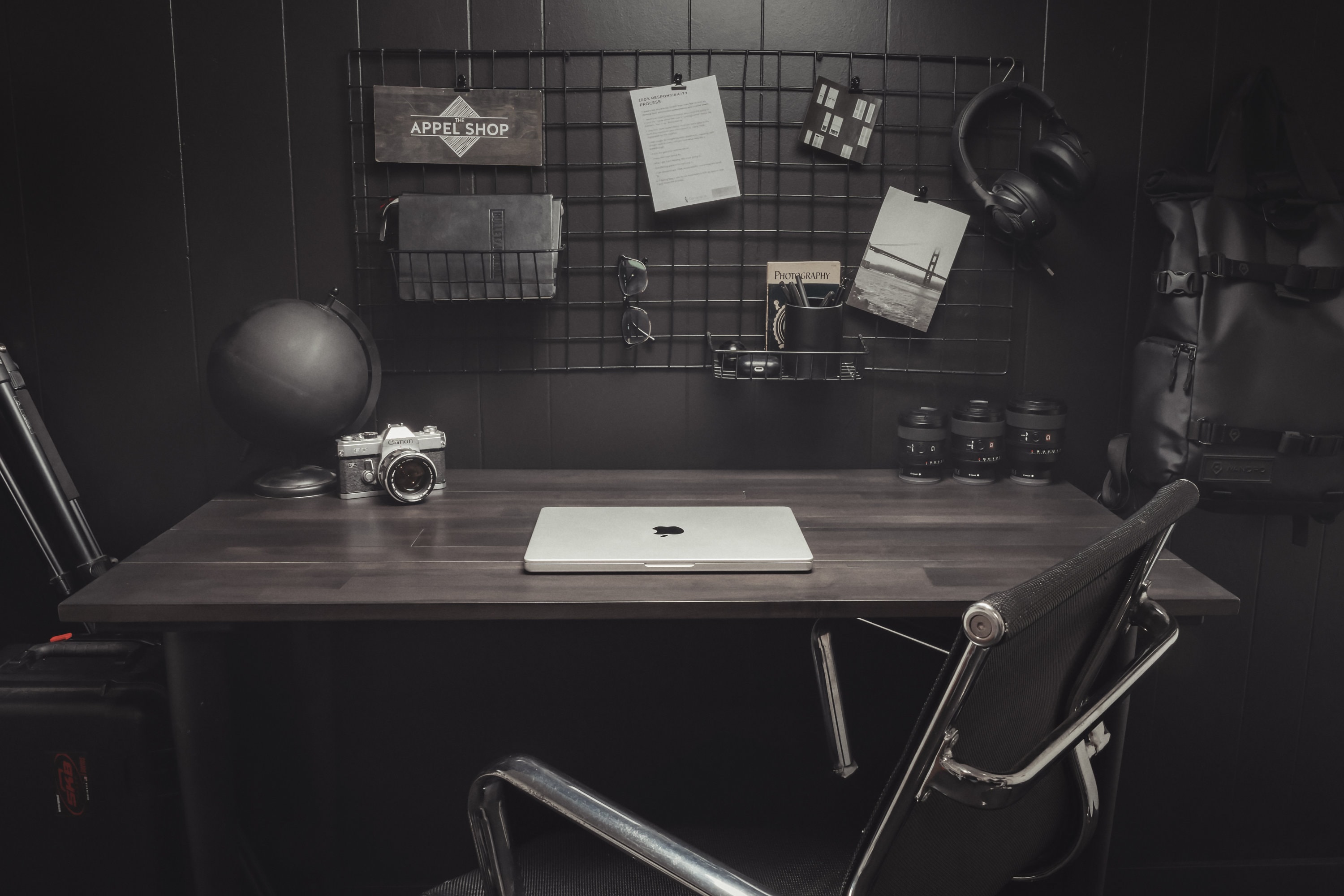 Dark desk store