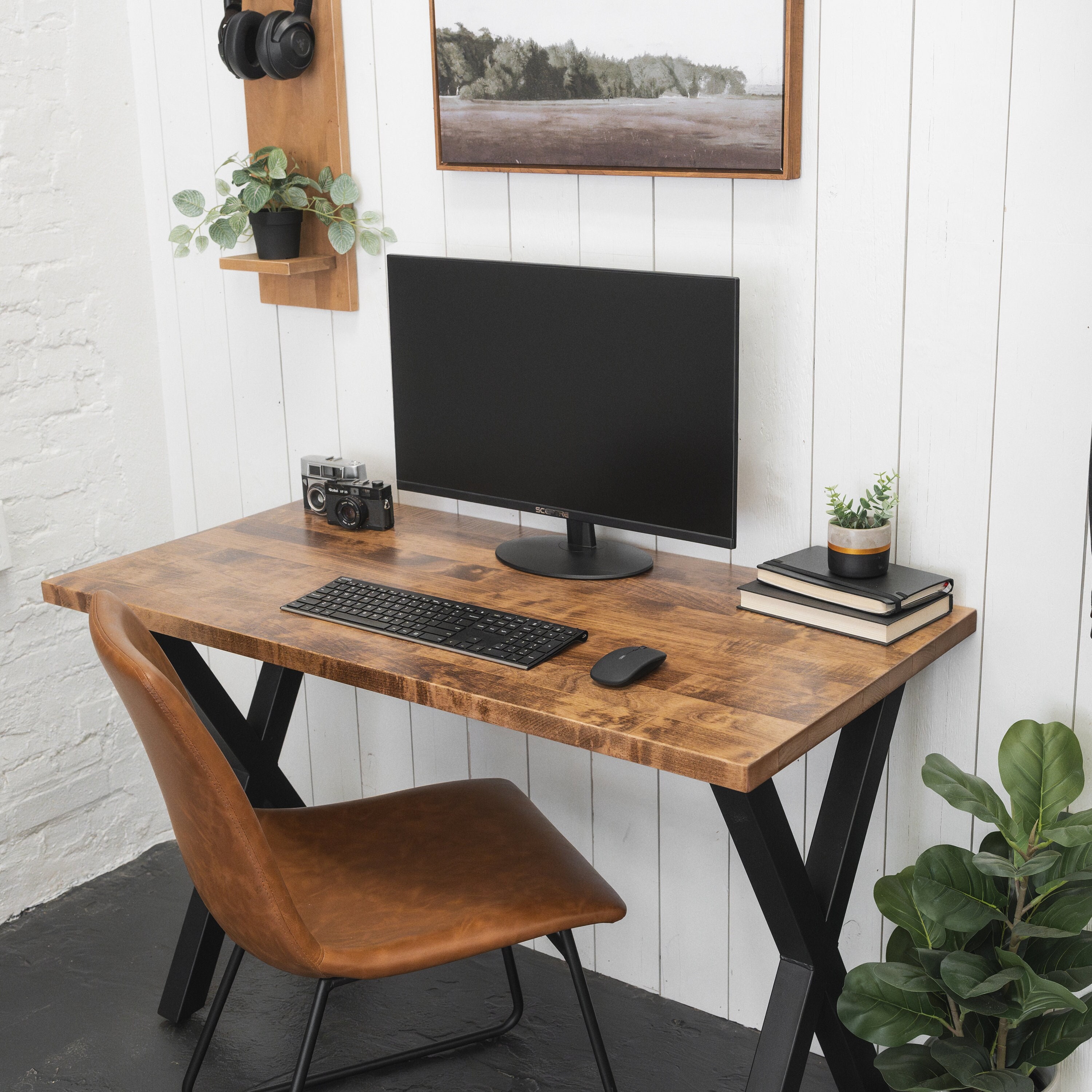 Tan wood desk store