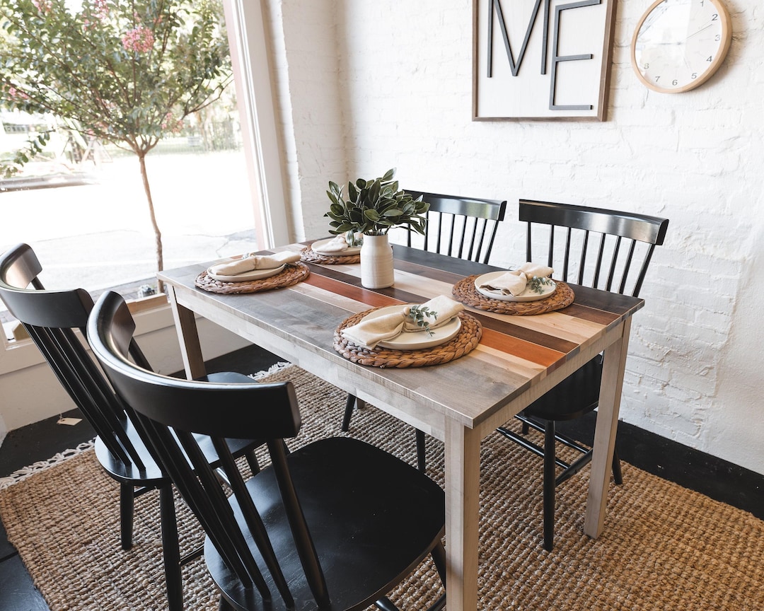 Solid Wood Dining Table: "the Quillton" Farmhouse Kitchen Table Set ...