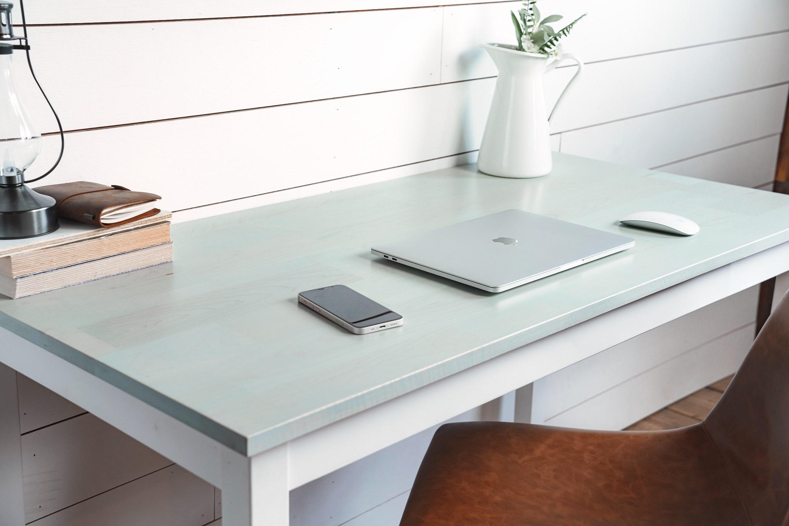 Solid Maple Wood Desk: "the Wren" Minimalist Bleached Blue Writing Desk ...