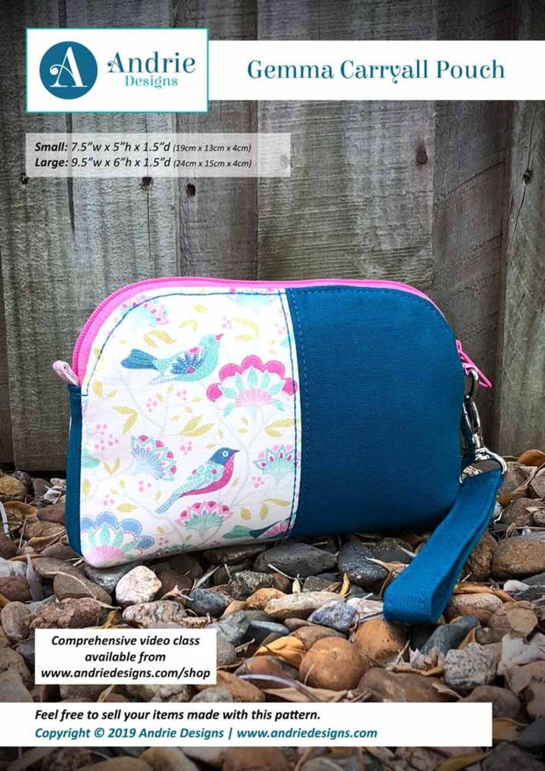 Gemma Carryall Pouch Pattern: Small Zipper Bag With Wrist Strap (PDF ...
