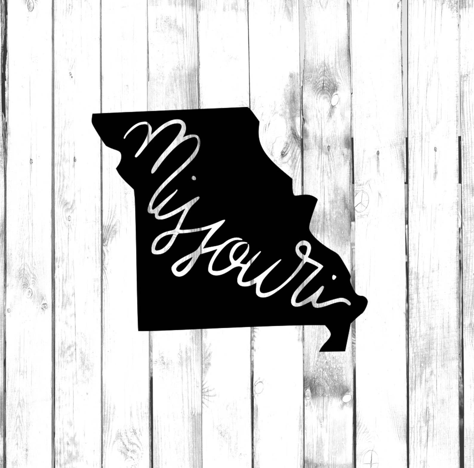 Missouri State Silhouette with Cursive Text Di Cut Decal | Etsy