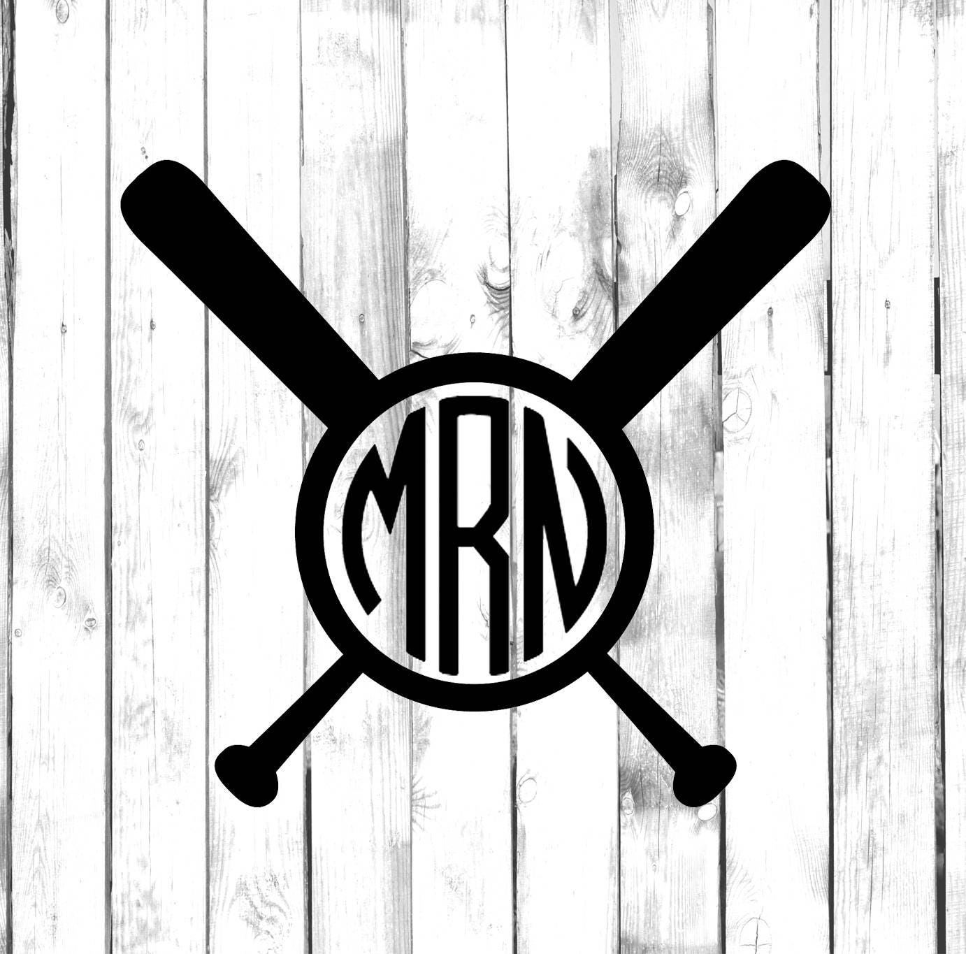 Baseball Bat Monogram Sports Monogram Decal Di Cut Decal | Etsy
