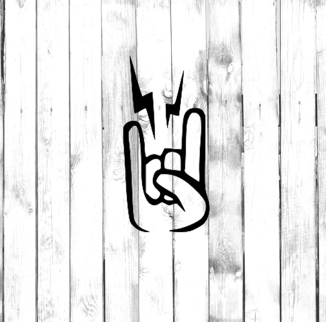 Rock on Hand Symbol With Lightning Bolts - Di Cut Decal - Car/truck ...