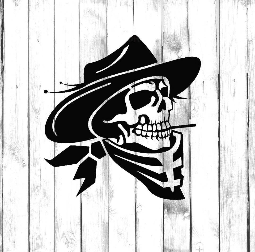 Cowboy Skeleton Skull - Car/truck/home/laptop/computer/phone Decal - Etsy