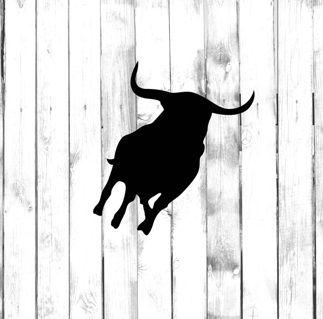 Wild Bull Charging With Long Horns - Home/laptop/truck/car Bumper ...
