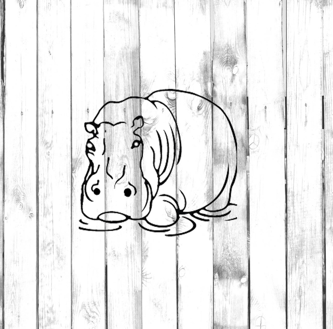 Hippo Decal Cartoon Hippo Wading in Water Vinyl Decal Di Cut Decal Home ...