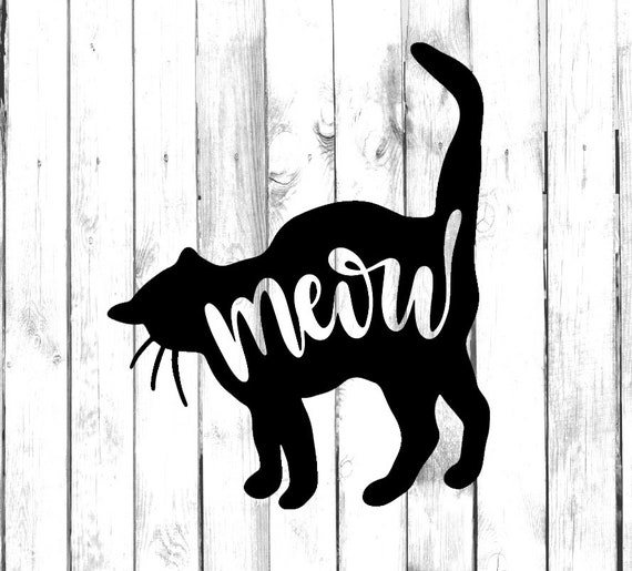 Meow Cat Typography Di Cut Decal Yeti/tumbler/water | Etsy