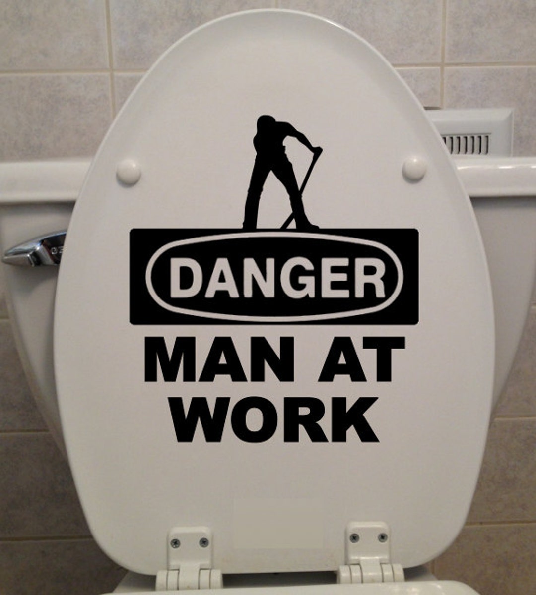 Danger Man at Work Toilet Seat Decal - Etsy