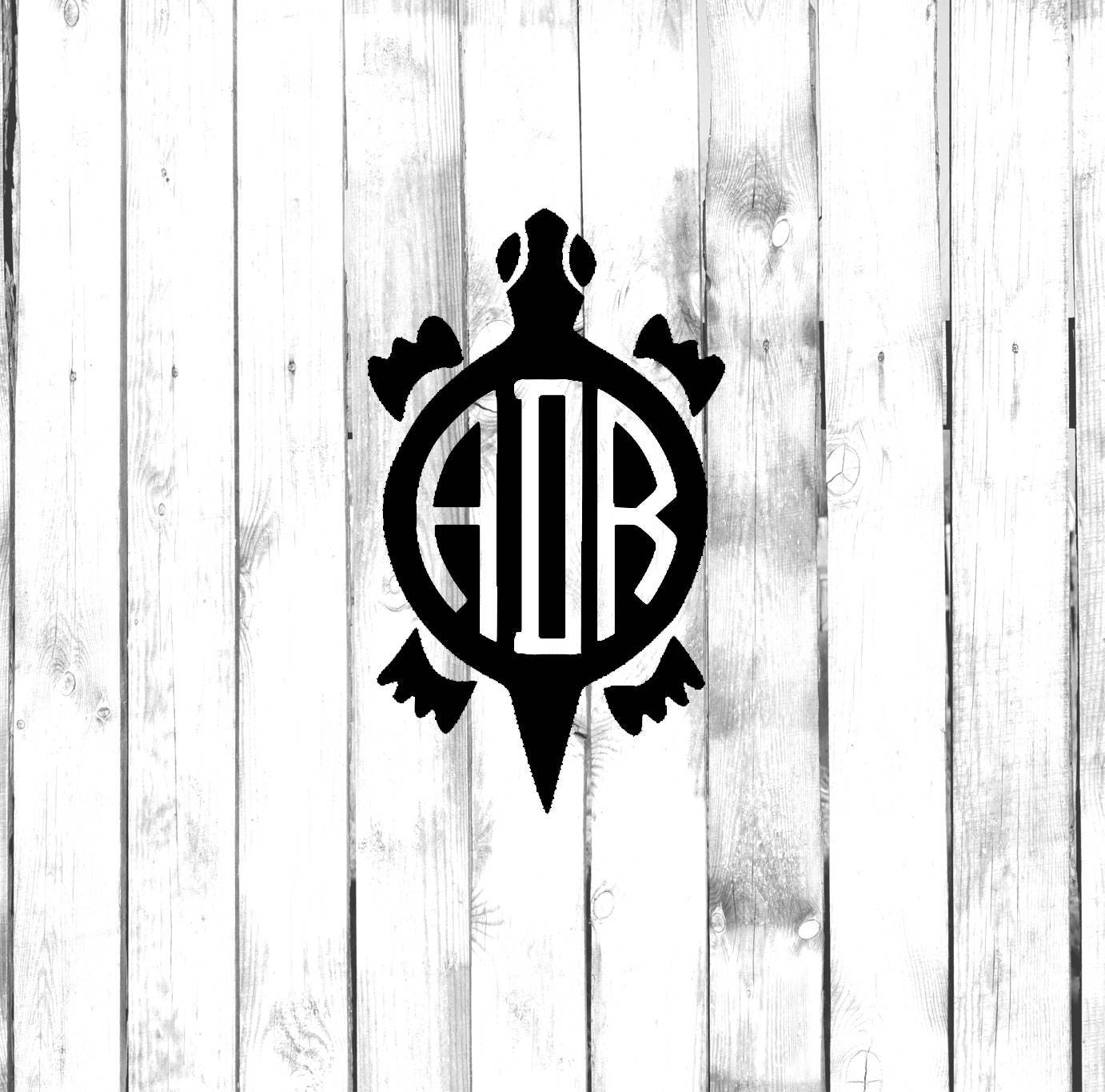 Monogram Turtle on Shell Di Cut Decal | Etsy