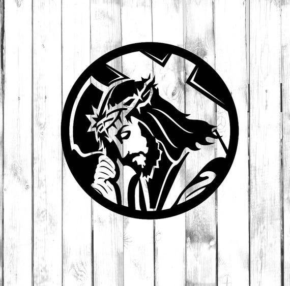 Jesus Carrying the Cross Circle Di Cut Decal | Etsy
