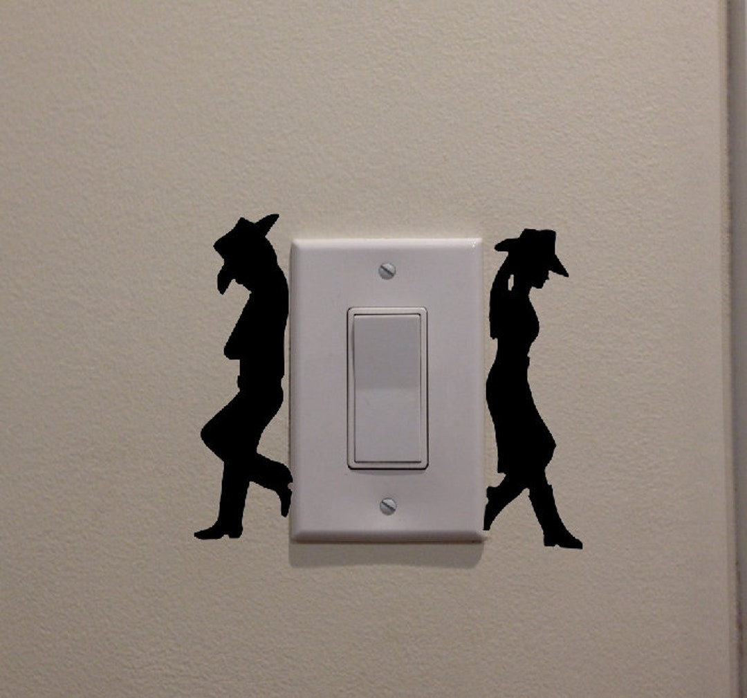 Cowboy Male & Female on Light Switch 4.5 H Bedroom/home Decor Decal ...