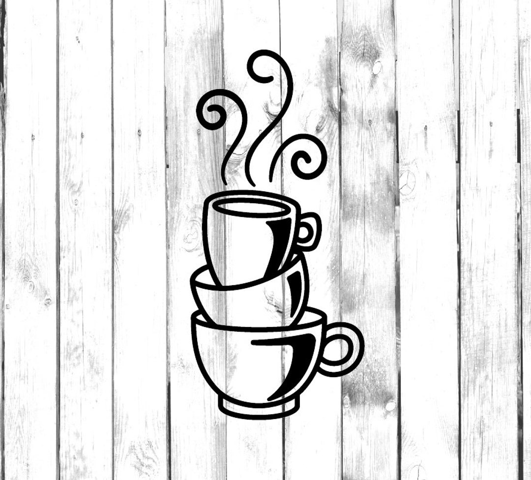 Coffee Cups Stacked Decal Di Cut Decal Home/laptop/computer/truck/car ...