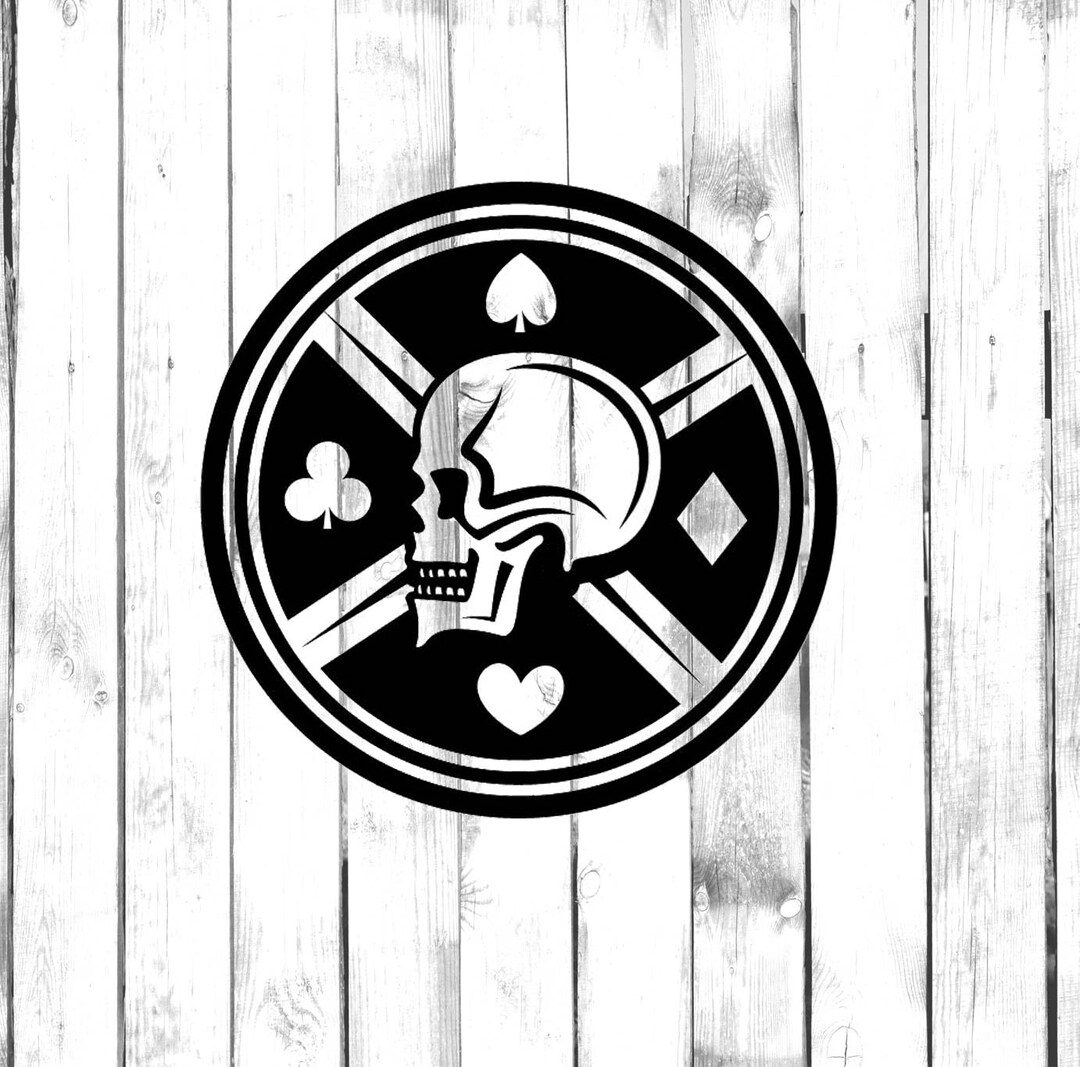 Skull With Card Symbols - Hearts, Diamonds, Clubs, Spades - Di Cut ...