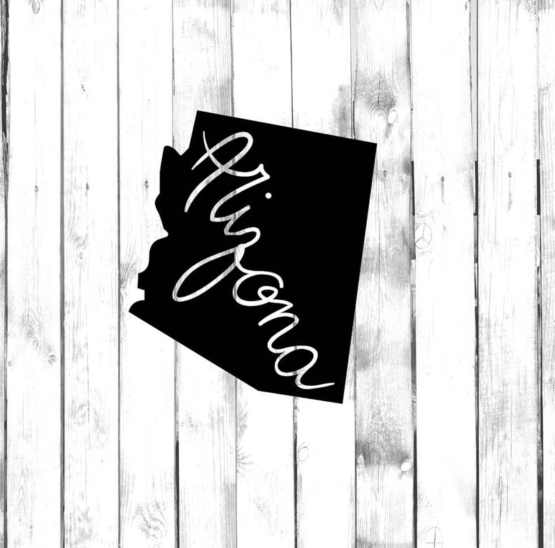 Arizona State With Cursive Text Di Cut Decal - Etsy