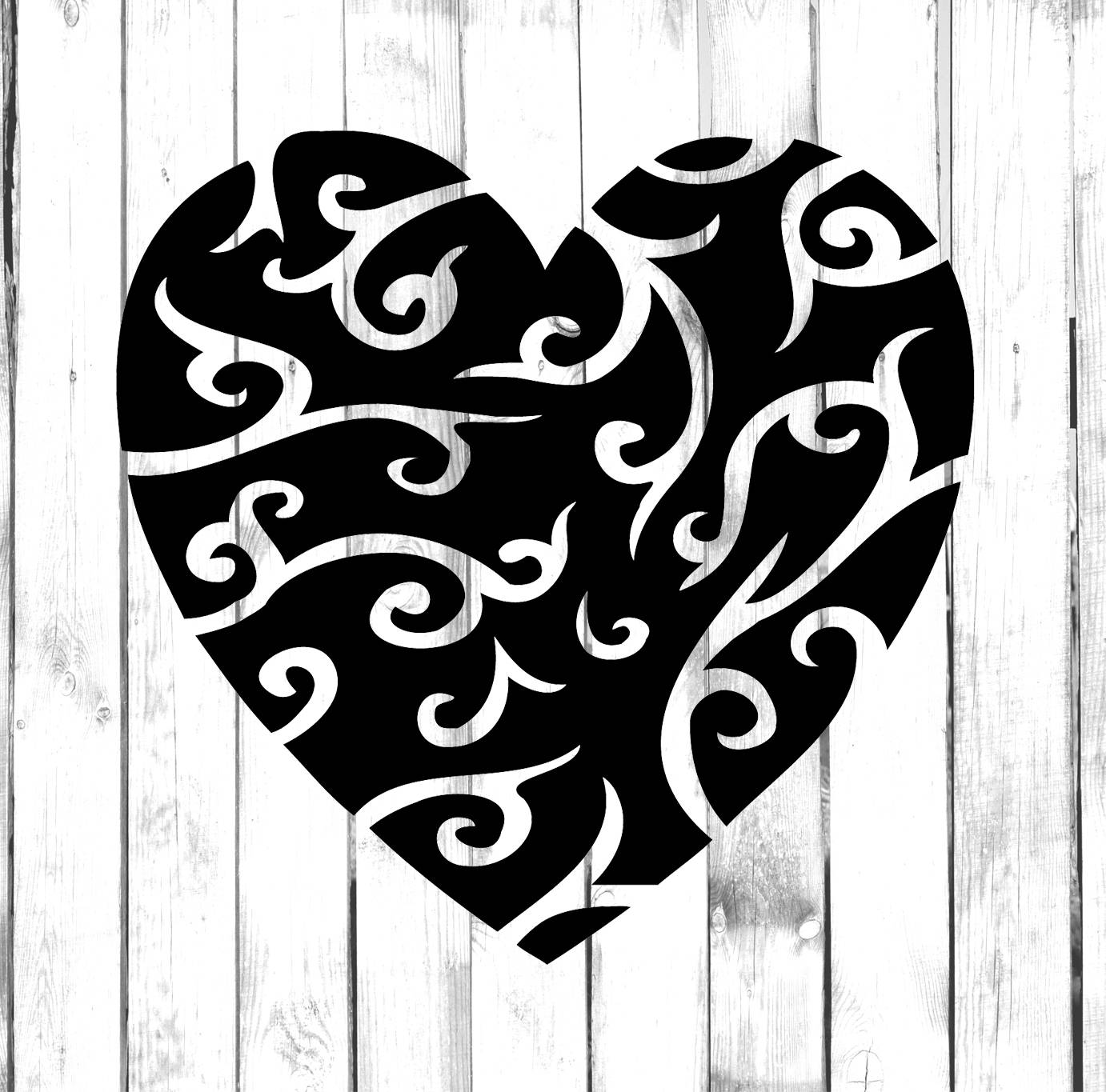Stylized Black Heart Decal Di Cut Decal | Etsy