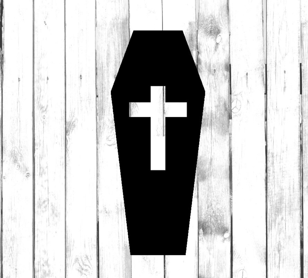 Coffin Decal With Cross - Di Cut Decal - Yeti/tumbler/water Bottle/home ...