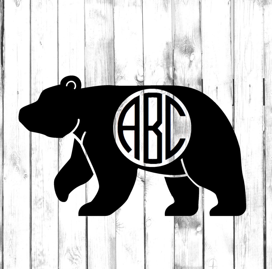 Bear Monogram Decal Di Cut Decal Yeti/tumbler/water - Etsy