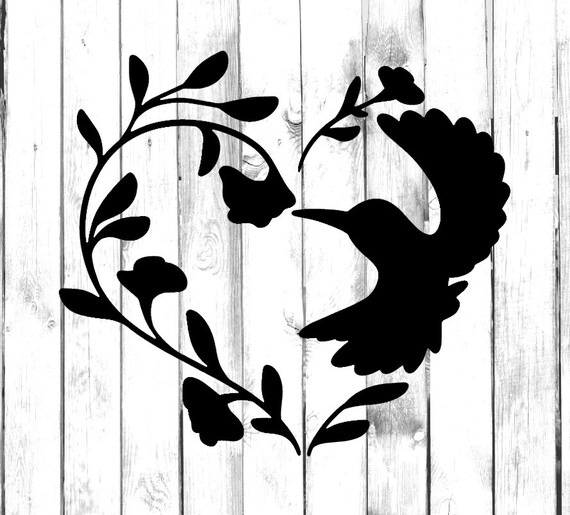 Floral Heart With Hummingbird Di Cut Decal //water | Etsy