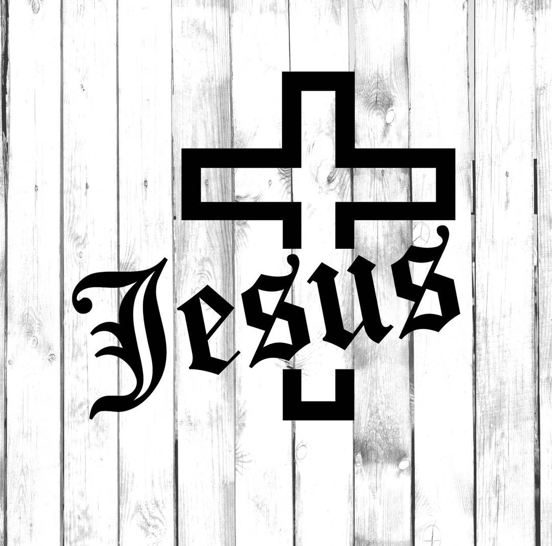 Jesus Cross Old English Design Di Cut Decal Car/truck/home/laptop ...