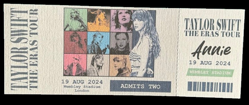 Personalised Ticket Voucher: Taylor Swift Eras Tour - Etsy
