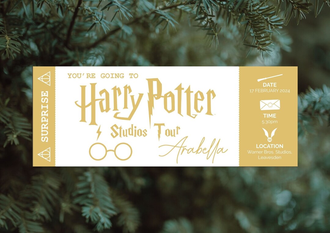 Personalised Souvenir Ticket Voucher: Harry Potter Studios Tour Watford ...