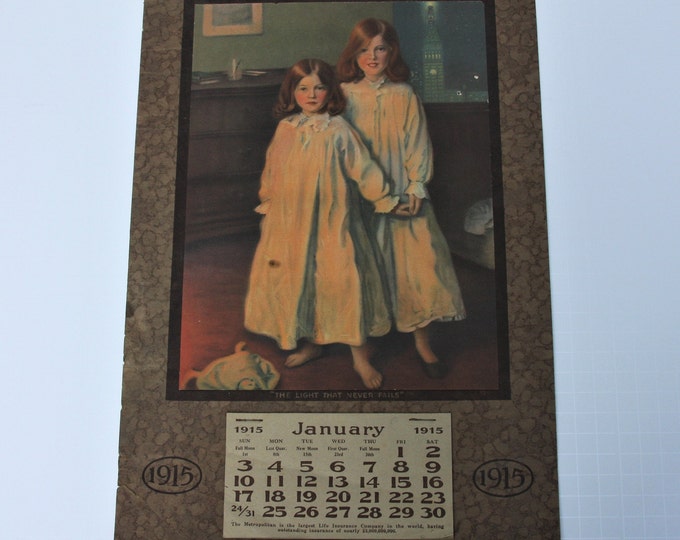Early 1900s Antique My Dad's Calendar 1915 Very Old Calendar ...